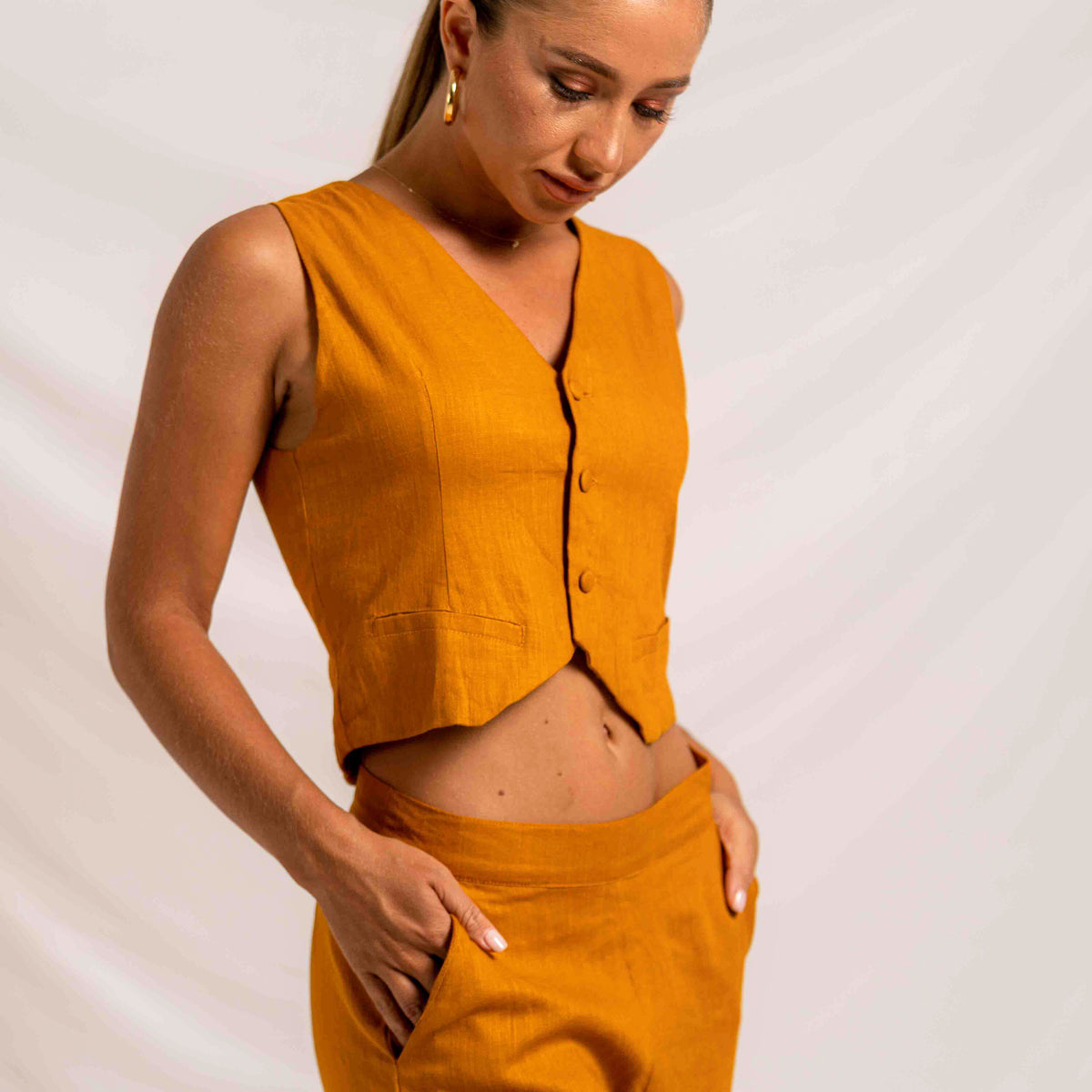 Lamo Button Vest Caramel – Myth the Label